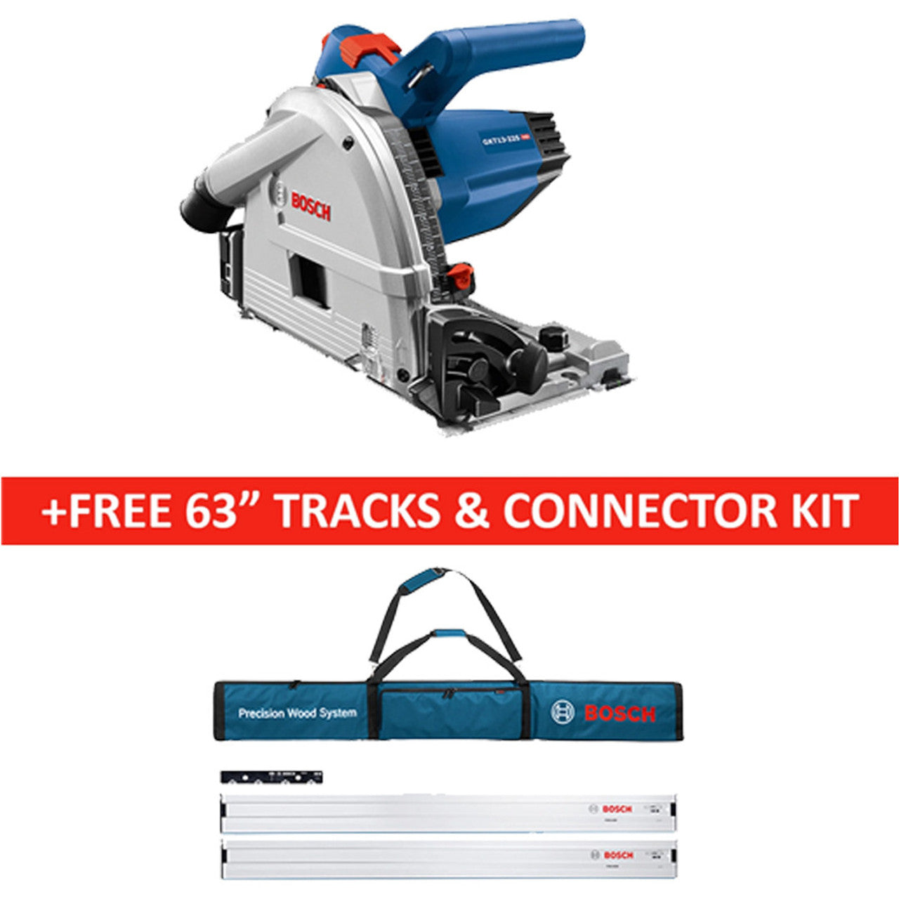 Bosch GKT13-225LP 6-1/2" Plunge Track Saw + Guide Rail Set